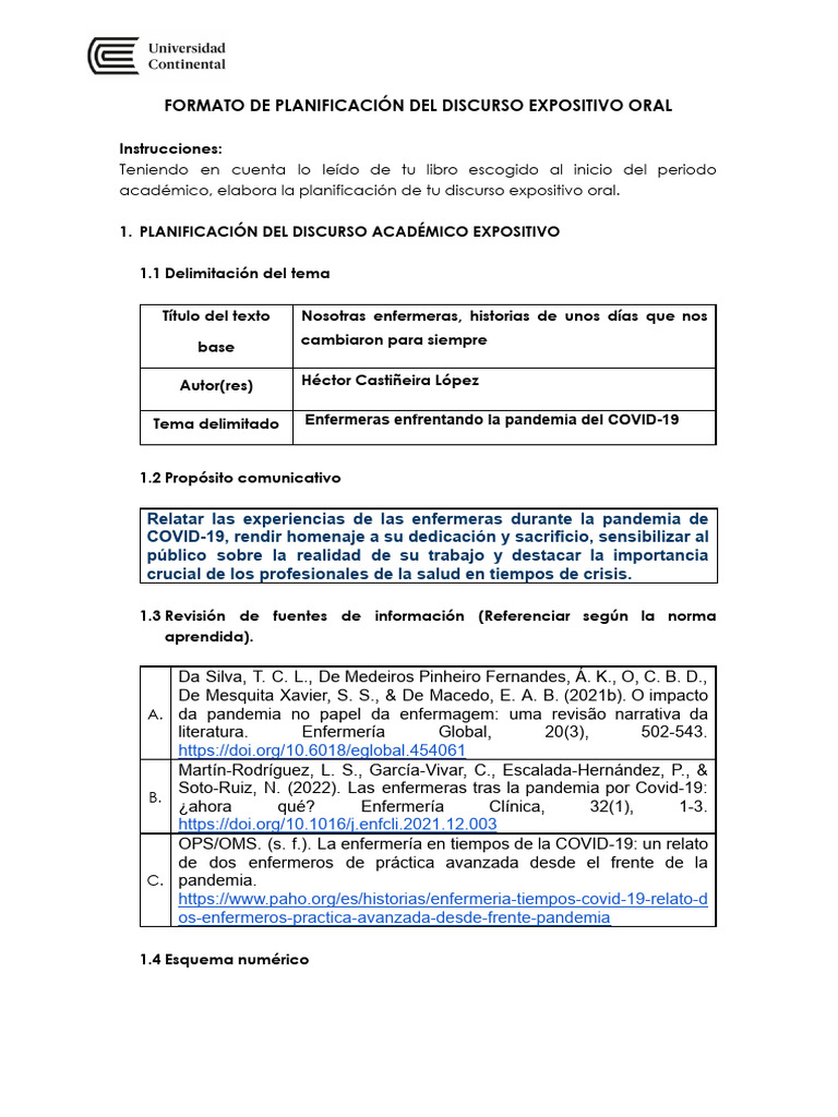 Formato de Planificación Del Discurso Expositivo Oral | PDF | Estrés ...