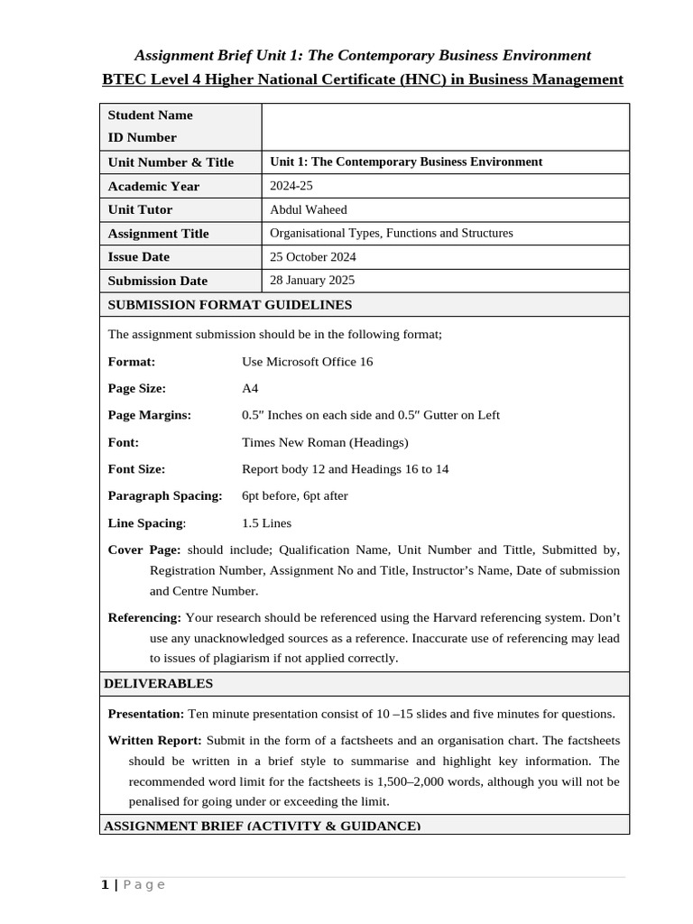 Assignment Brief HND Business Unit-01 | PDF | Plagiarism | Swot Analysis Assignment Brief HND Business Unit-01 | PDF | Plagiarism | Swot Analysis