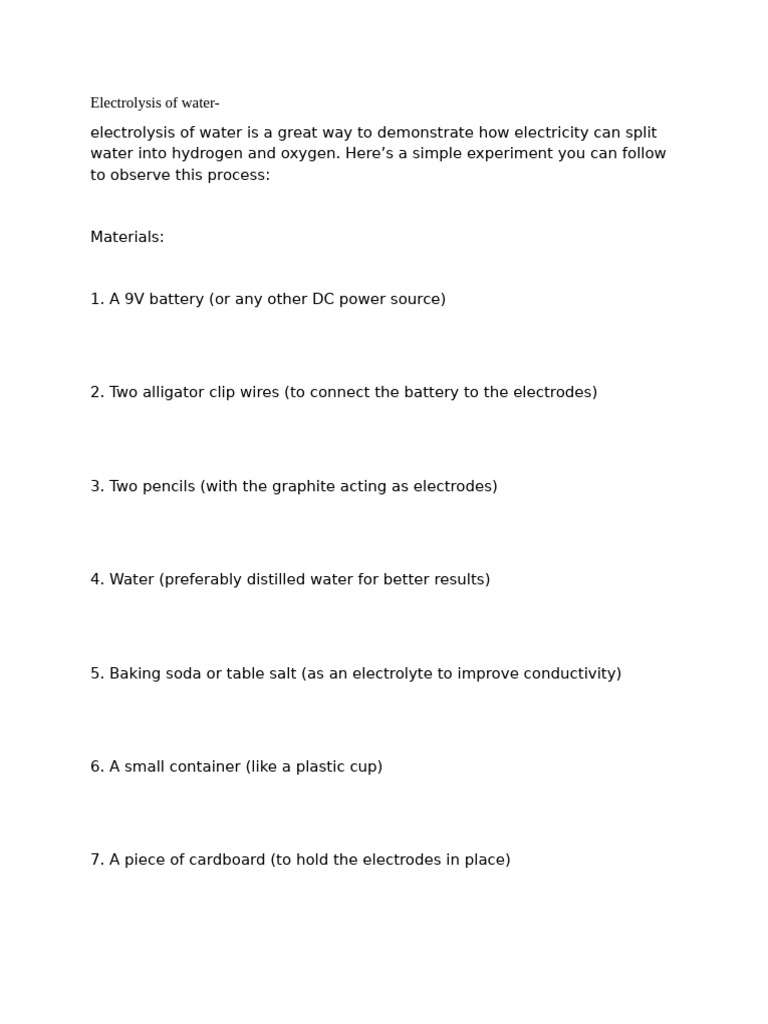 Electrolysis of water | PDF | Electrode | Hydrogen