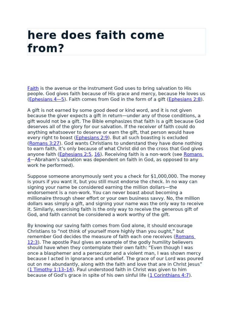 Here Does Faith Come From | PDF | Justification (Theology) | Salvation