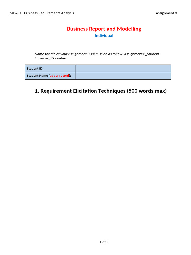 Business Analysis Assignment Guide | PDF