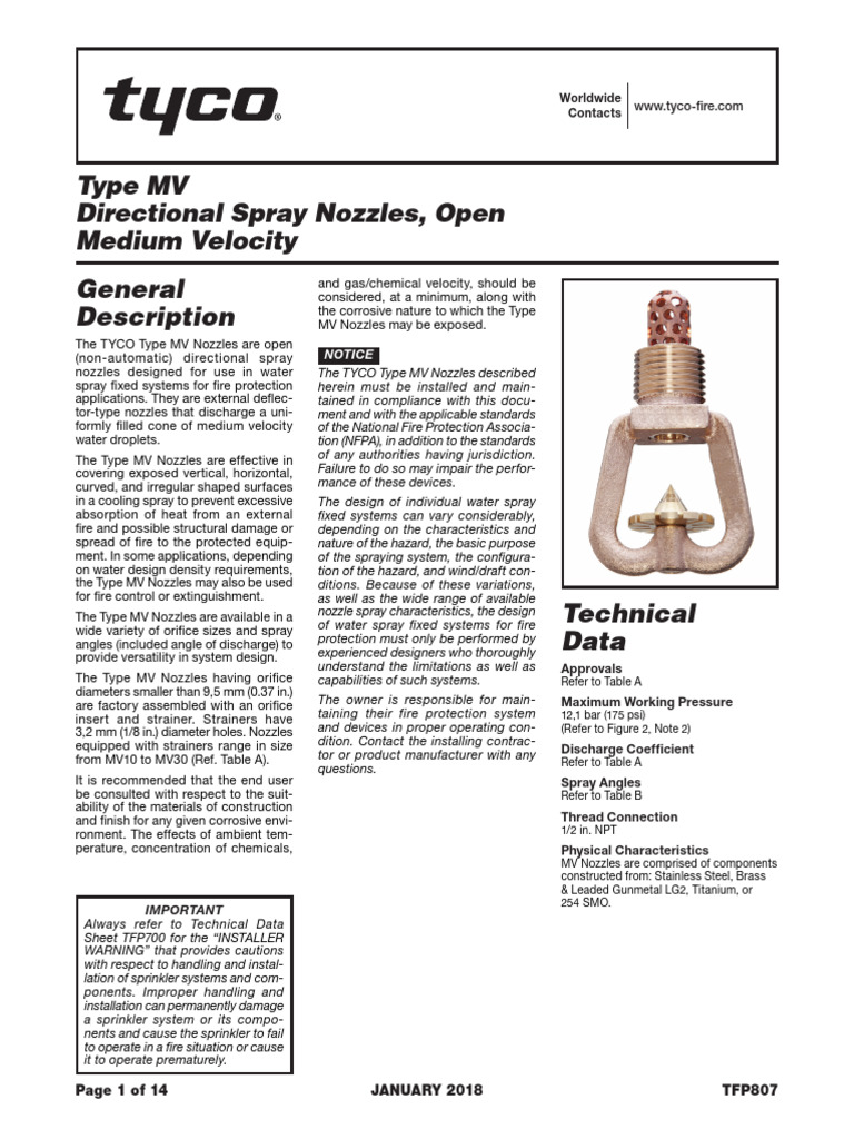 Dau Phun Chua Chay Sprinkler Tyco - MV | PDF | Radius | Gases