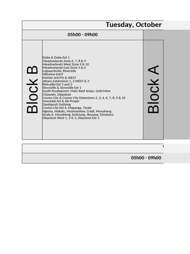 Load Reduction Schedule V1.1 October 24 | PDF | Edible Fruits ...