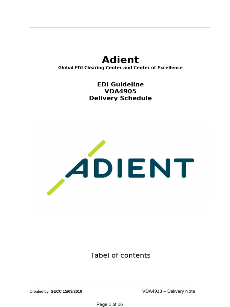 VDA4905 EDI Delivery Schedule Guide | PDF | Electronic Data Interchange ...