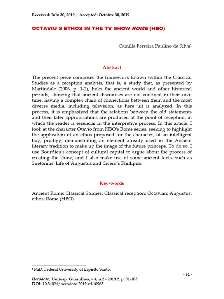 Octaviu S Ethos in The TV Show Rome Hbo | PDF | Augustus | Ancient Rome