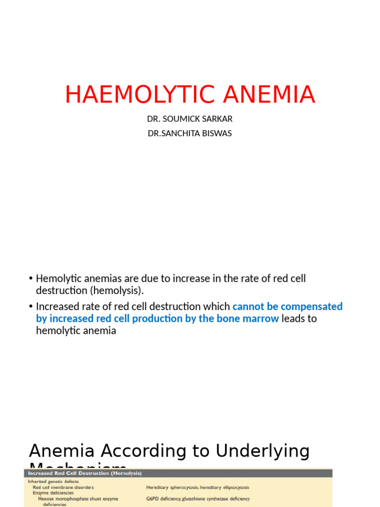 Haemolytic Anemia | PDF | Anemia | Clinical Pathology