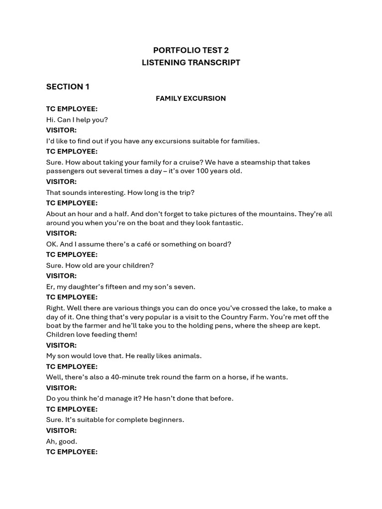 (HK241) Portfolio Test 2 - Transcript | PDF | Dinner