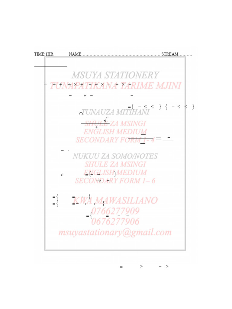 Basic Math Form 3 Feb 11 | PDF | Teaching Methods & Materials