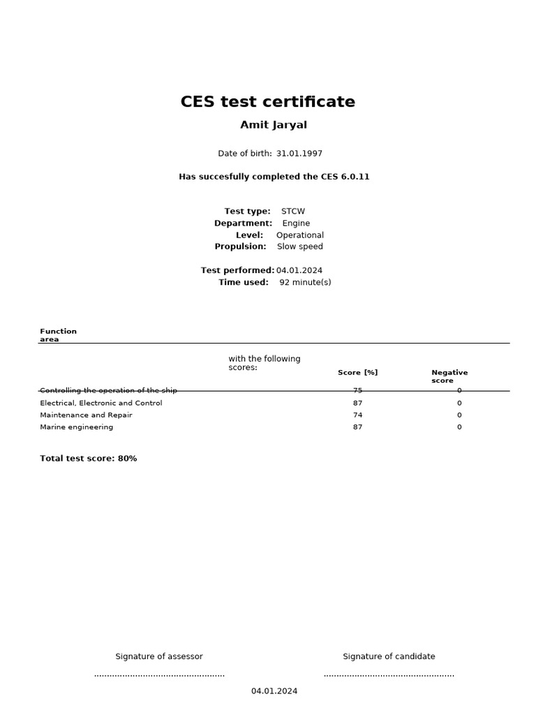 CESTest Certificate | PDF