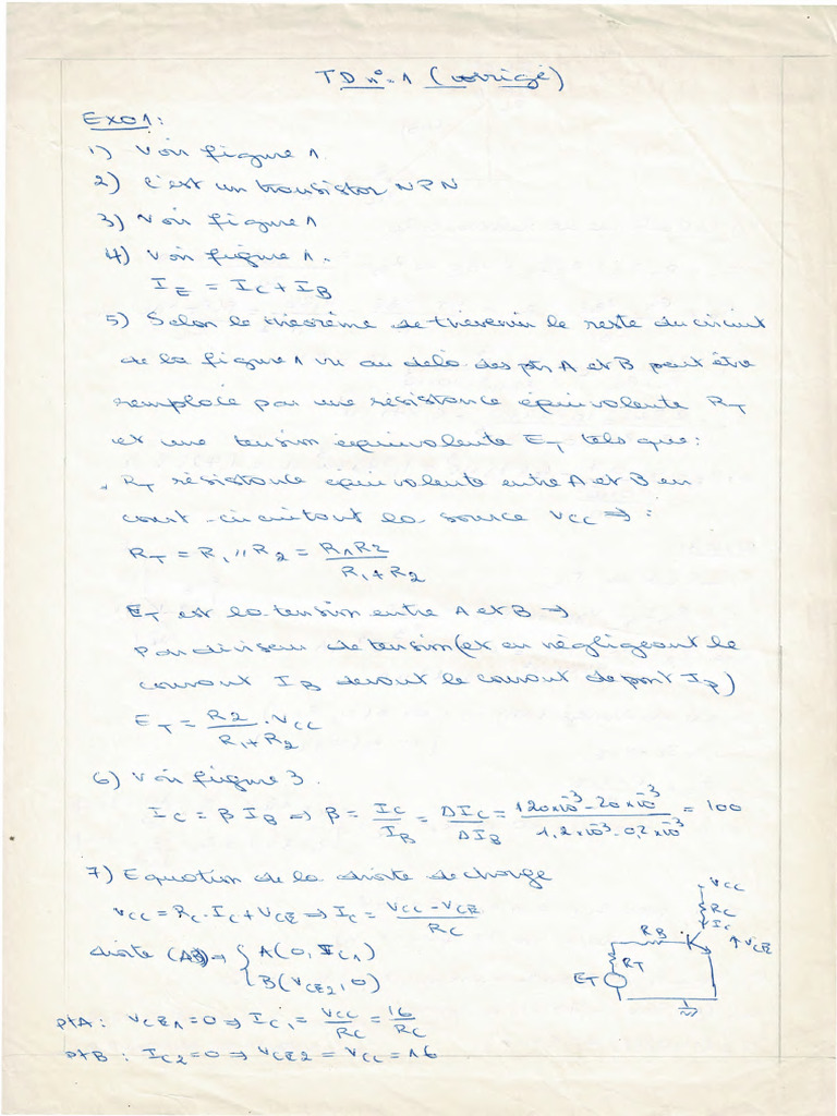 Solution-TD1 Electronique Fondamentale 2 | PDF