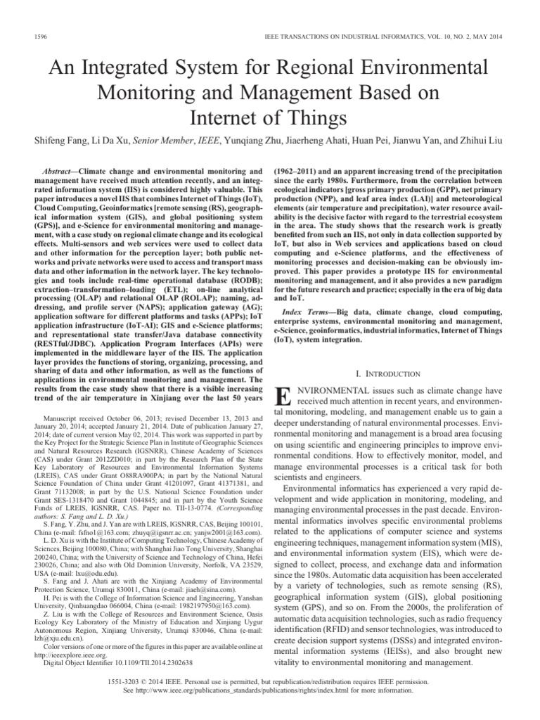 An Integrated System For Regional Environmental Monitoring and ...