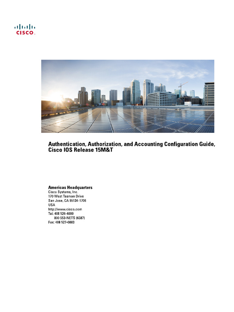 Authentication, Authorization, and Acco... Uration Guide, Cisco IOS Release 15M&T | PDF