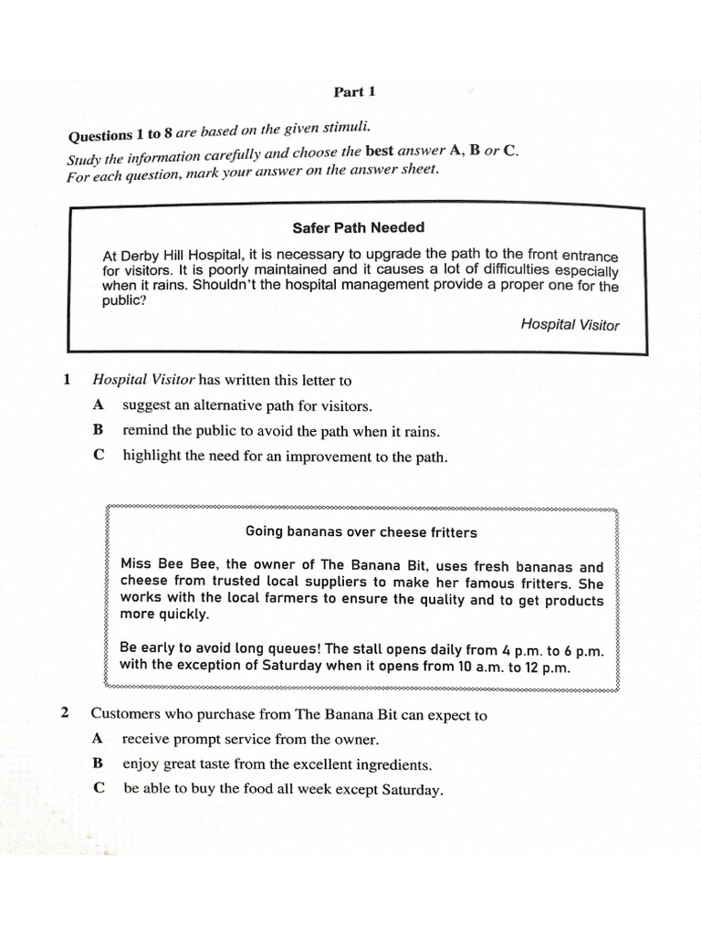 SPM 2022 Reading Paper | PDF