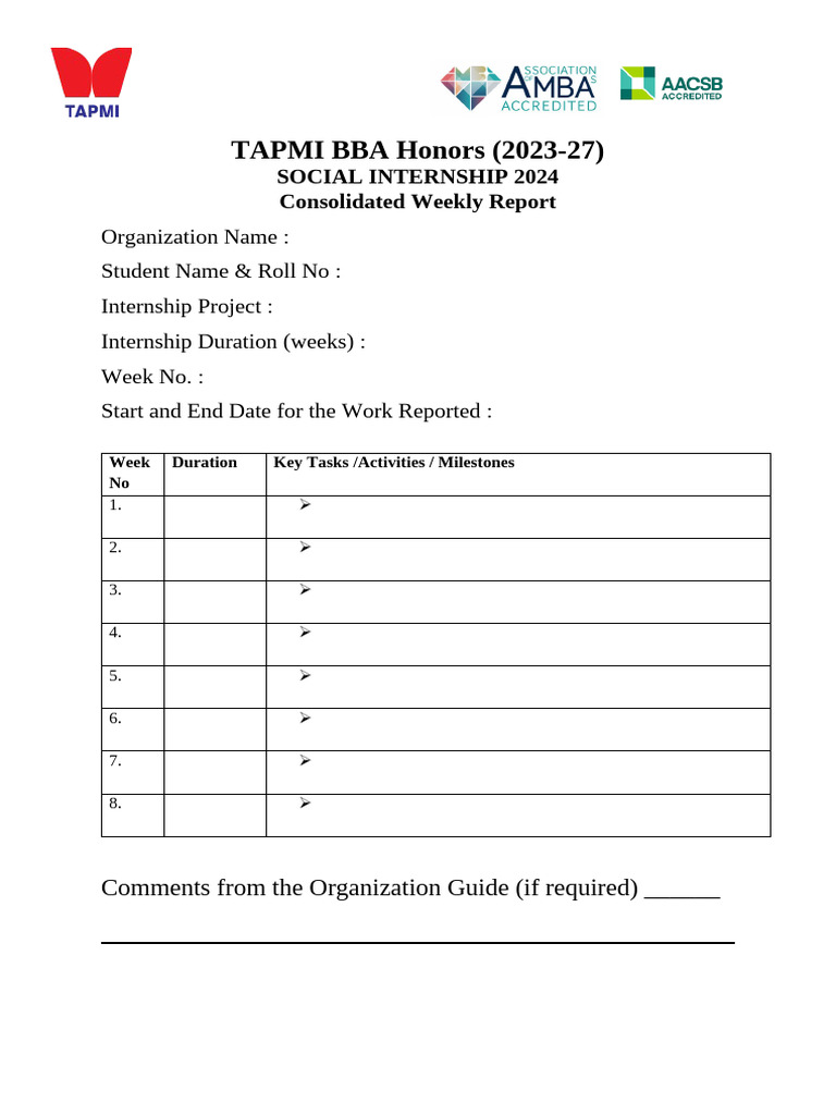 Consolidated Weekly Report Template 2024 | PDF | Business | Art