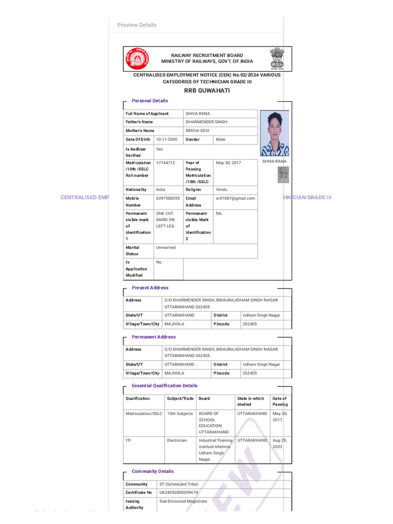 RRB - Candidate Apply Multipost | PDF