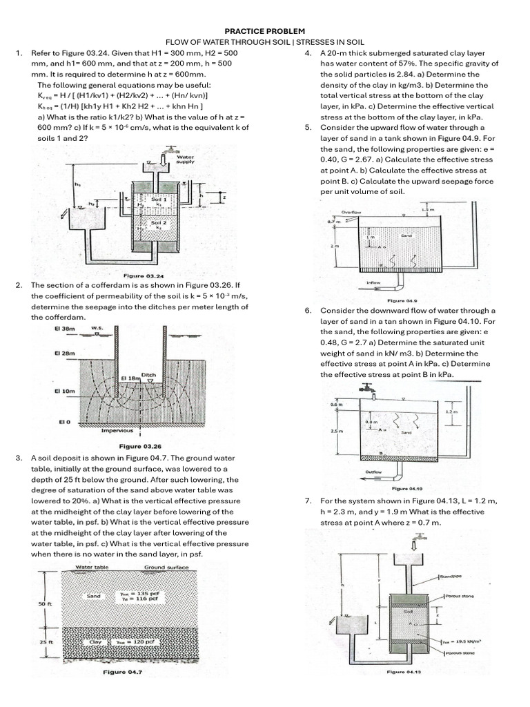 PRACTICE PROBLEM 4 Geotech | PDF | Soil Mechanics | Earth Sciences