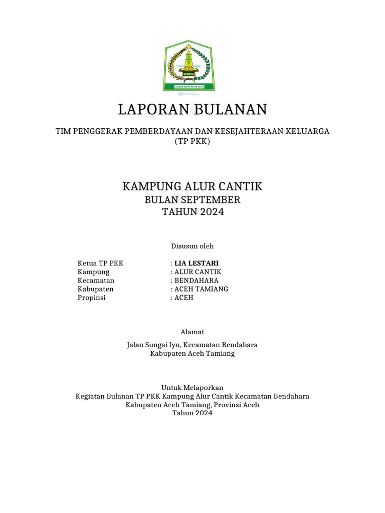 Laporan PKK Alur Cantik Buian September 2024 | PDF | Karier & Perkembangan