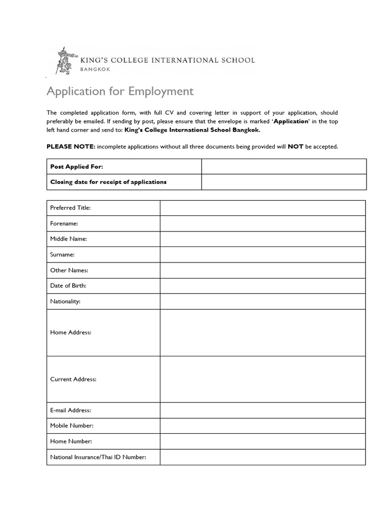 Employment Application Form for Teachers | PDF | Employment