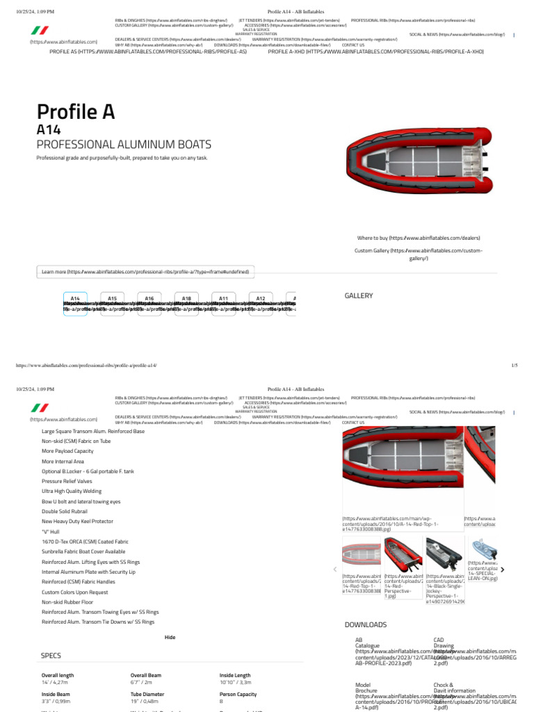 CW Cat Profile A14 - AB Inflatables | PDF | Vehicles | Motor Vehicle