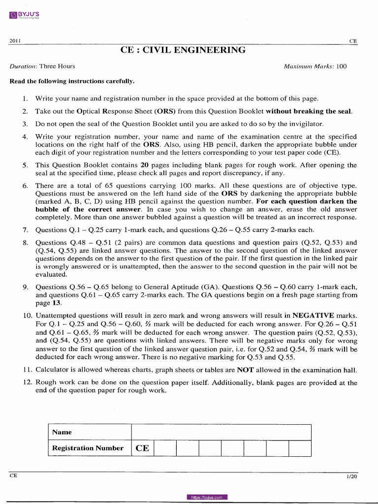 GATE-Civil-Engineering-Previous-year-paper-2011 2 | PDF