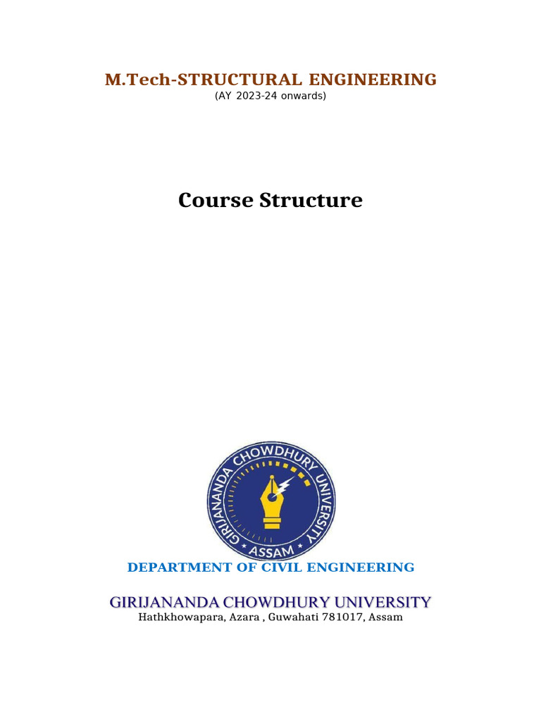 MTech SE SYLLABUS AS ON 18.09.23 | PDF | Buckling | Concrete