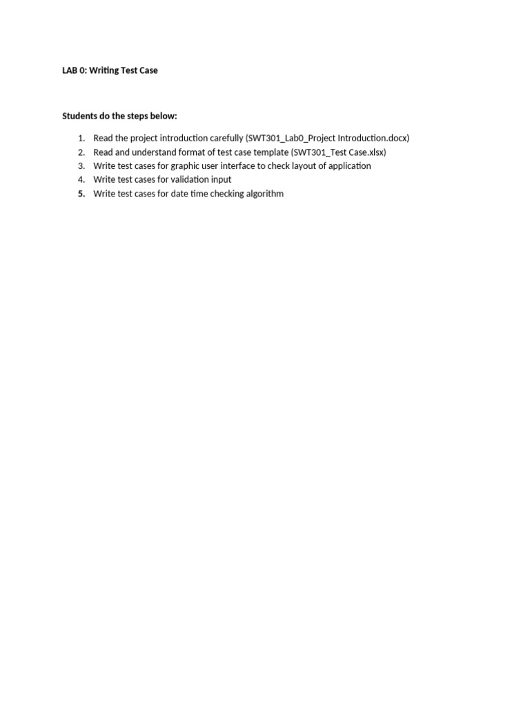 SWT301 Lab0 Writing Test Case | PDF