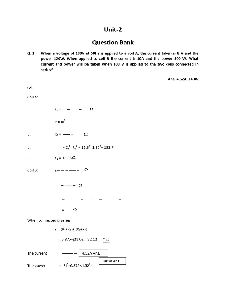 Ee Imp Ques Unit 2 | PDF | Inductor | Electrical Engineering