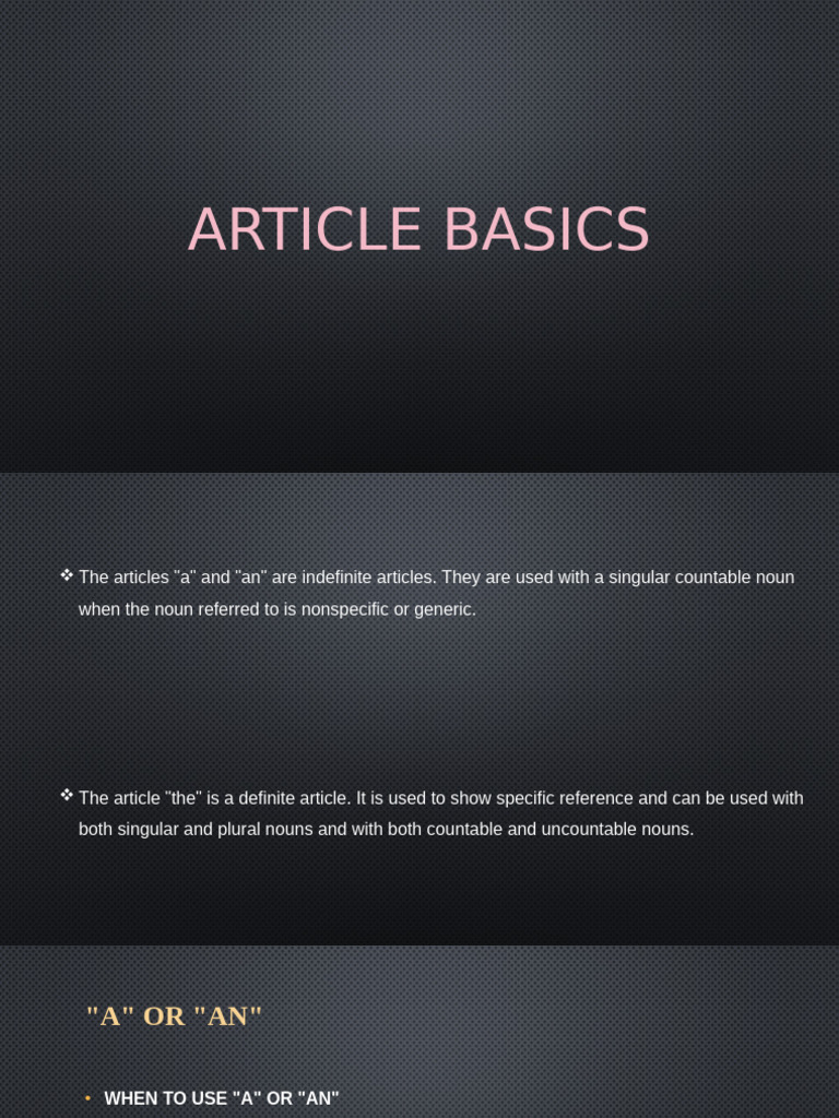 Understanding Articles: A, An, The | PDF | Language Arts & Discipline