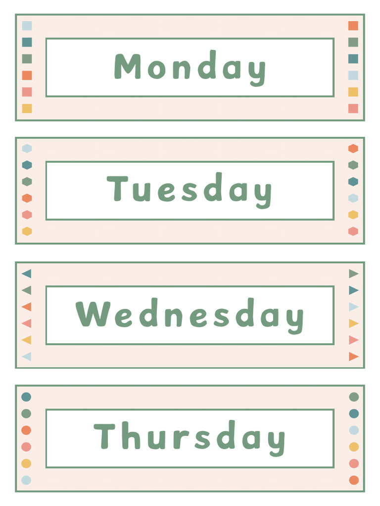 Days of The Week Labels | PDF