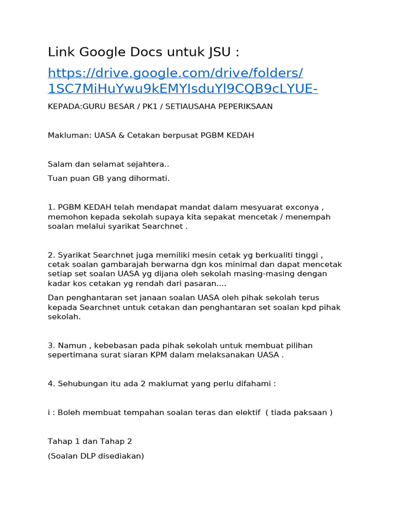 Link Google Docs Untuk JSU | PDF