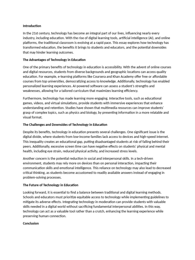 The Impact of Technology On Education Boon or Bane | PDF | Educational ...