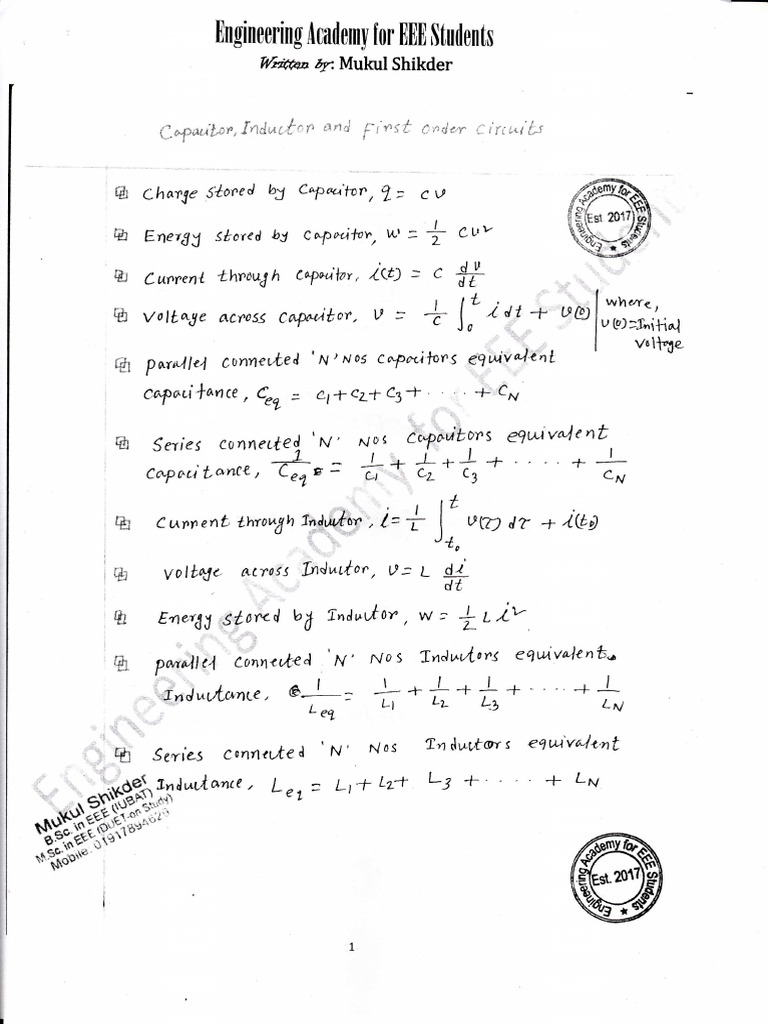 13 Capacitors, Inductors & First Order Circuits | PDF