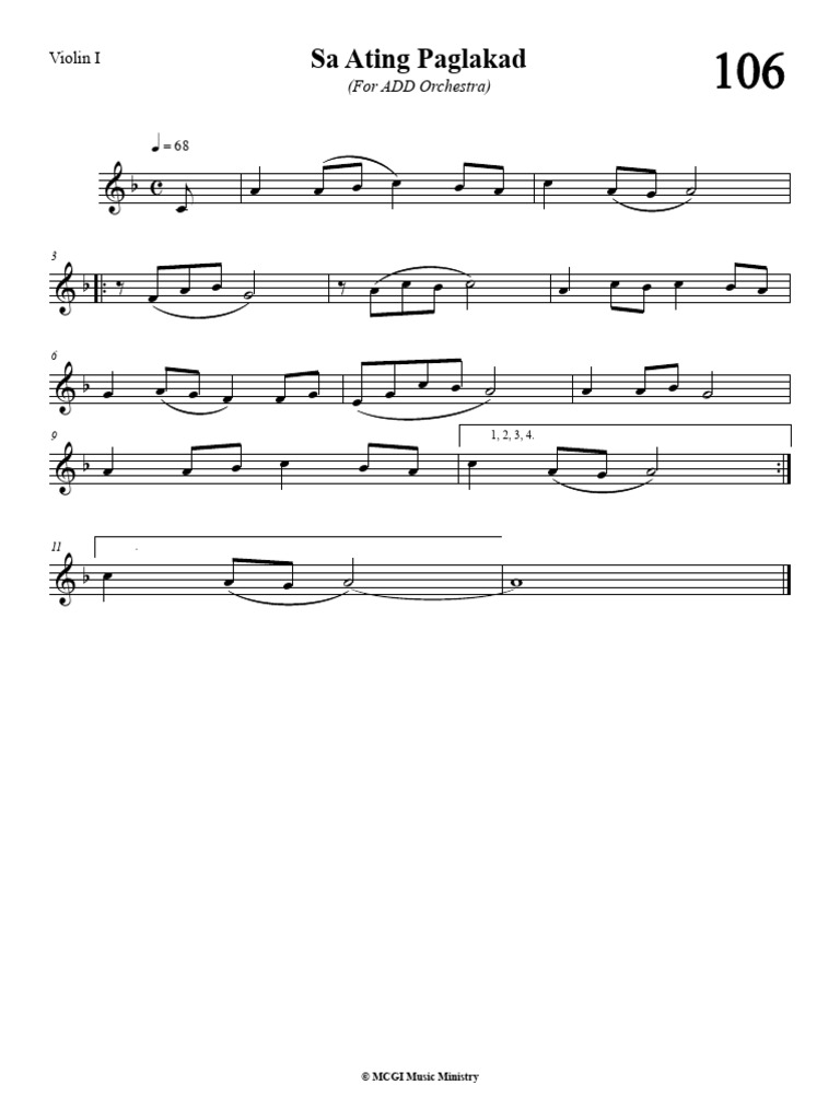 #106 - Sa Ating Paglakad - Violin 1 | PDF