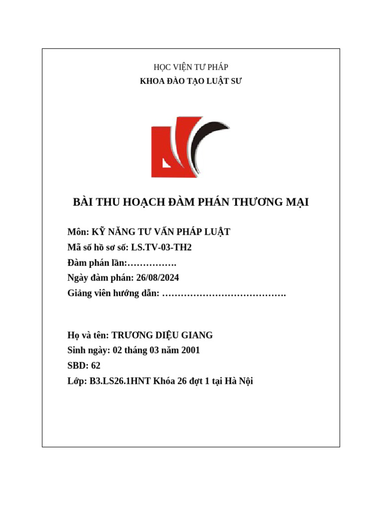 (Final) Đàm Phán Thương M I HS03 | PDF