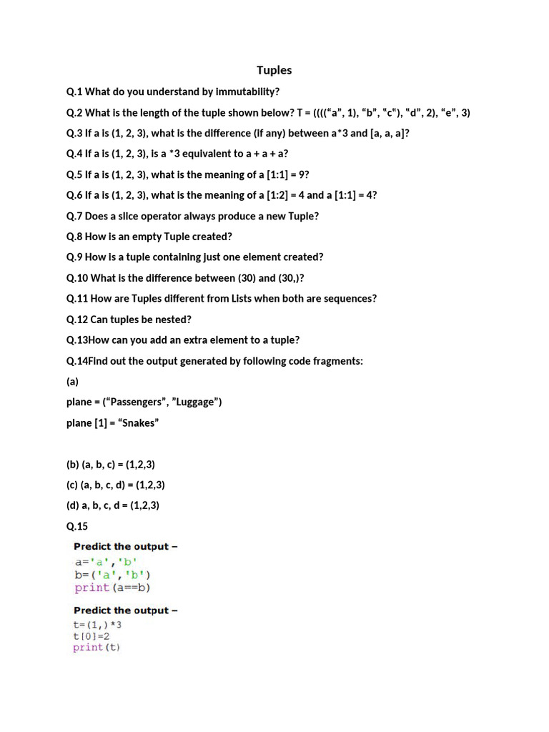 Tuples QN | PDF | Teaching Methods & Materials