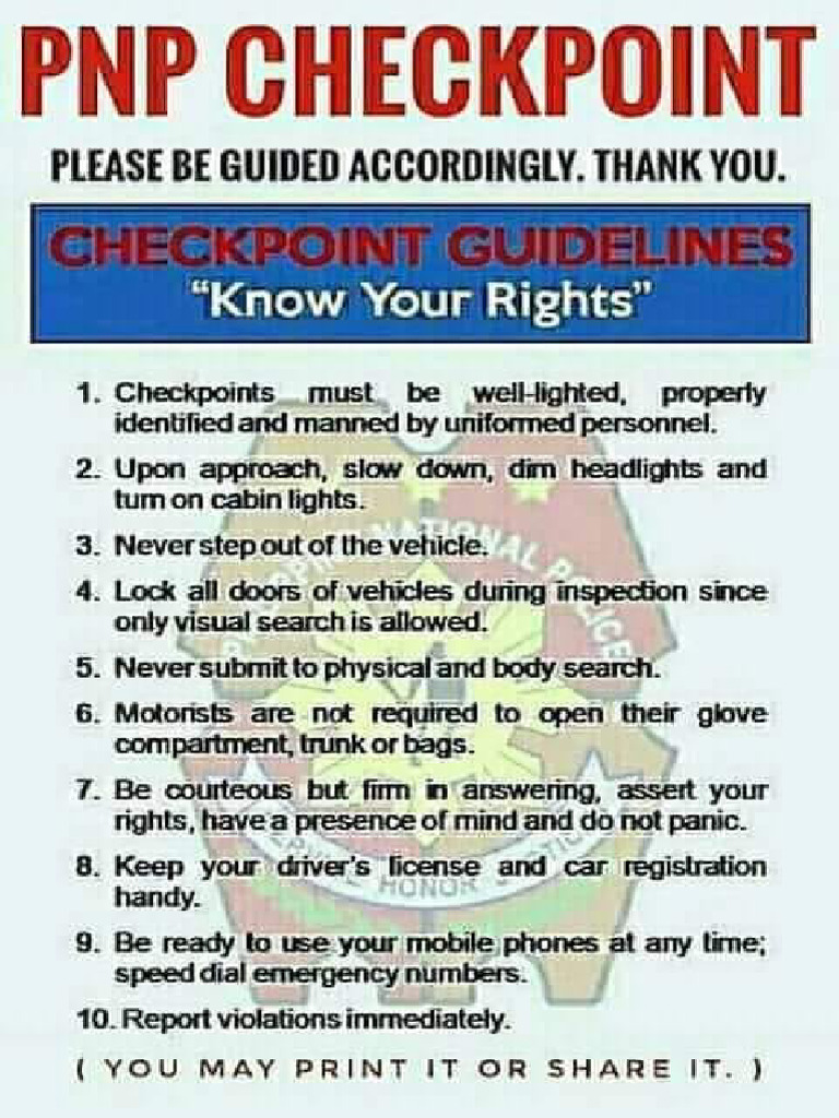 PNP Checkpoint Rules | PDF