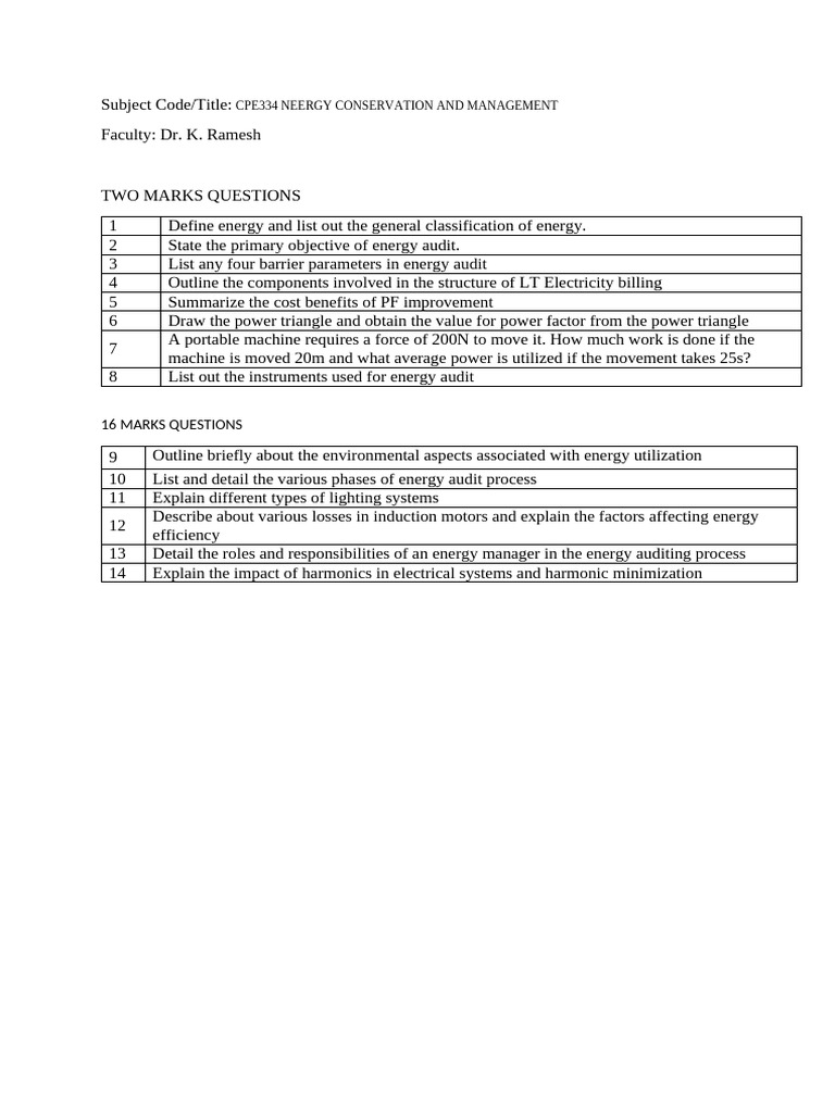 CPE334 Energy Conservation Overview | PDF