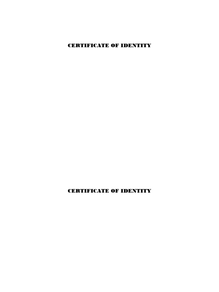 Certifcate of Identity | PDF