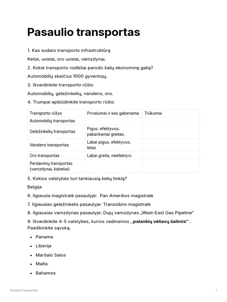 Pasaulio Transportas | PDF