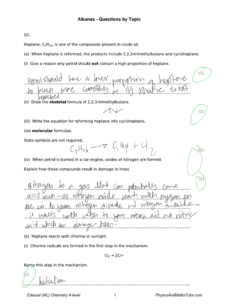 Alkanes QP UNIT 1 | PDF