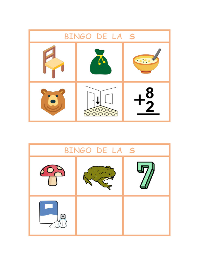 Bingo de La S | PDF | Deportes y recreación | Cocina, comidas y vino