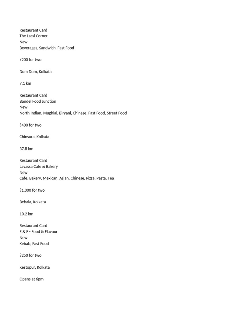 Rough Restaurants & Pubs List - Apr'24 | PDF | Indian Cuisine | Fast Food