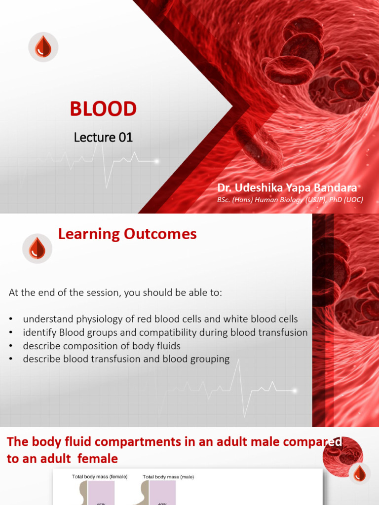 1 - Blood Lecture 1 (RBC, WBC) | PDF | Red Blood Cell | Blood