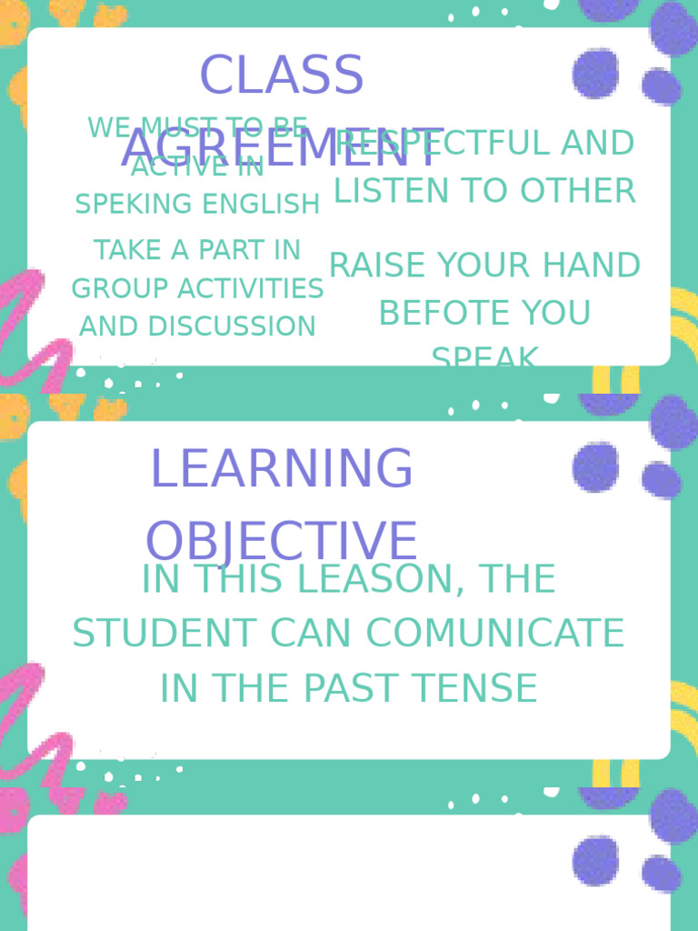 Past Simple Tense Presentation in Green Purple Cute Style | PDF ...