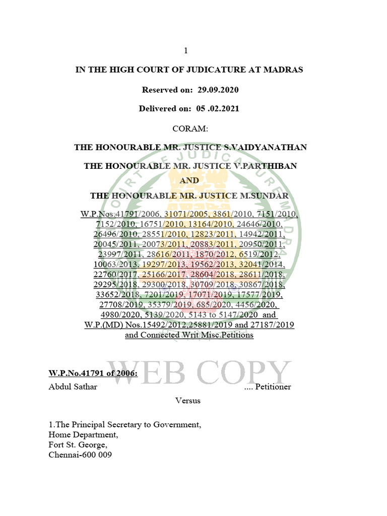 Abdul Sathar Vs The Principal Secretary To Government (Pusada Case ...