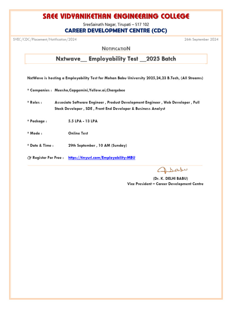 Nxtwave - Software - Engineer - 2025 Batch - SVEC - Notification | PDF | Computers