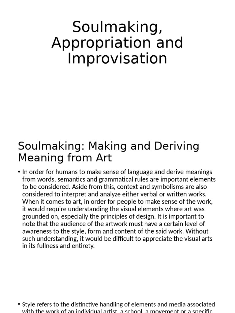 Finals-Soulmaking, Appropriation and Improvisation | PDF | Paintings ...