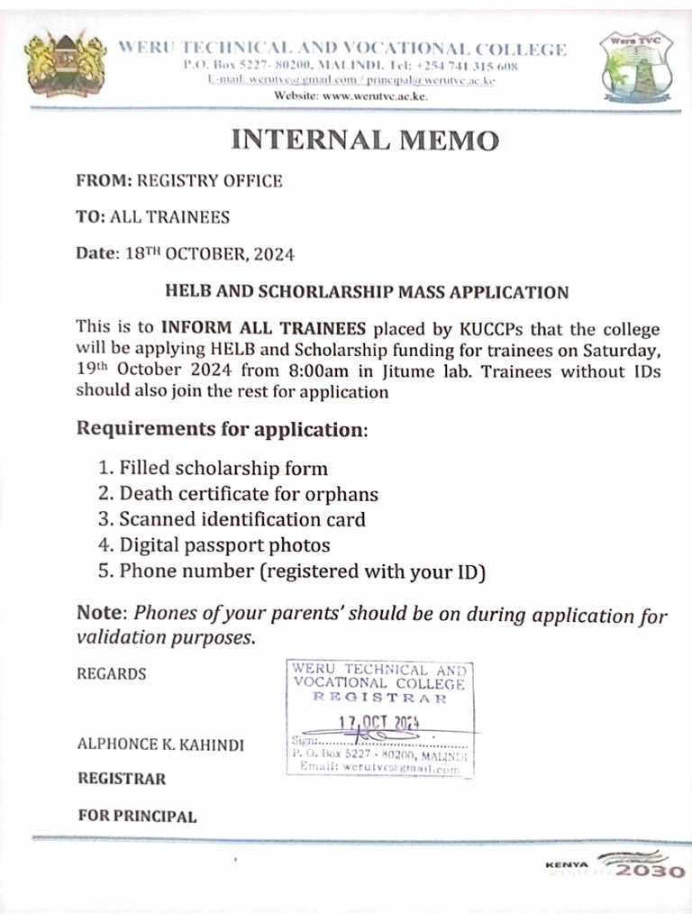 Helb & Scholarship Application | PDF
