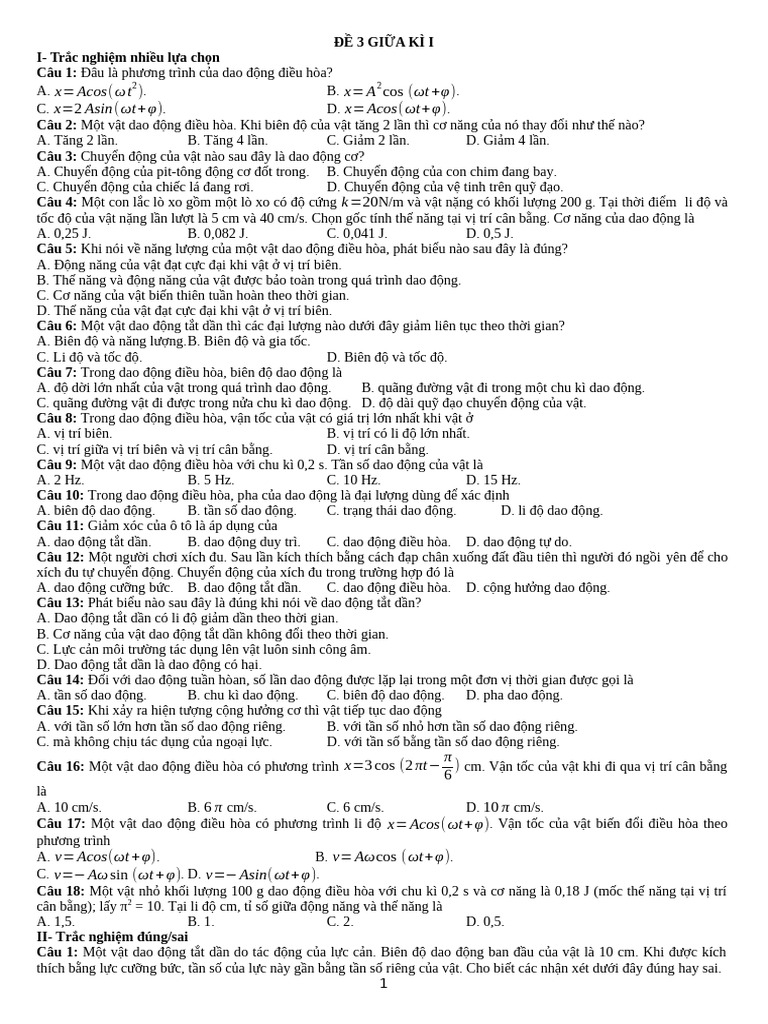 Dề Số 3 GK1 - K11 | PDF