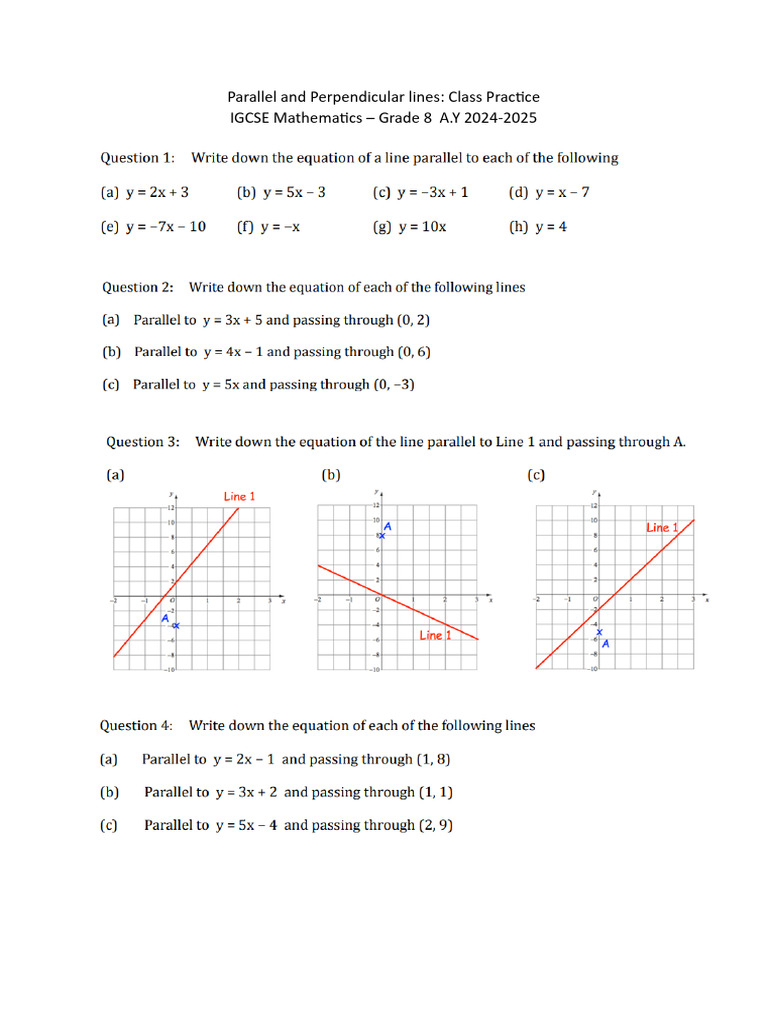 Parallel and Perpendicular Lines Practice | PDF
